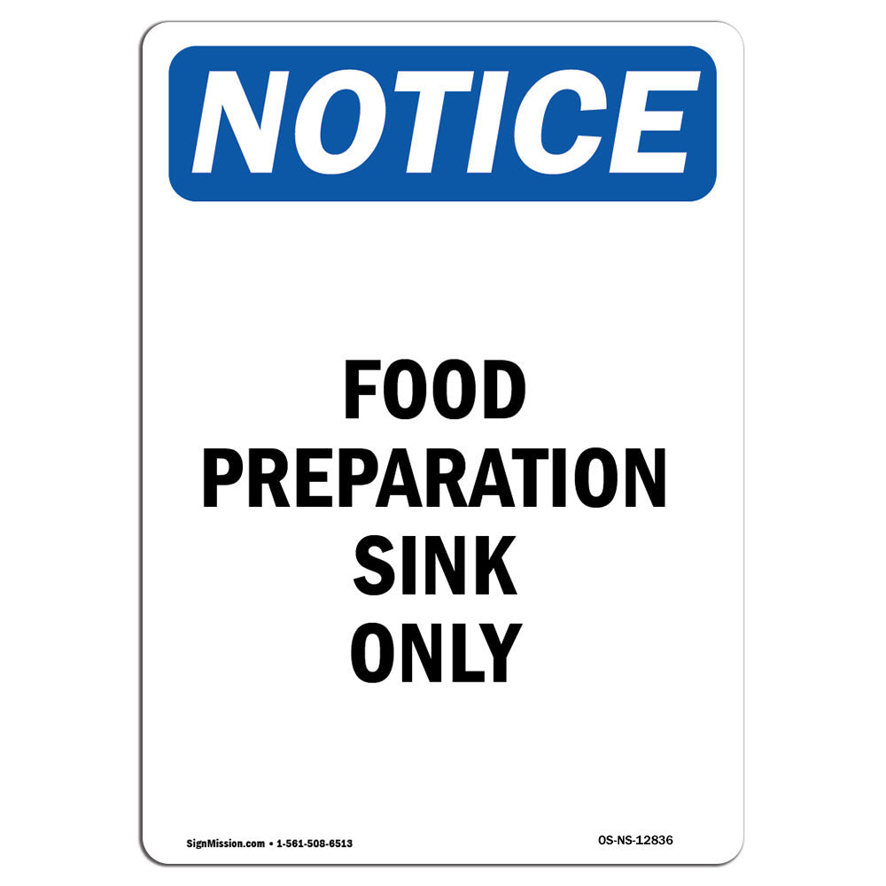SignMission Food Preparation Sink Only Sign | Wayfair