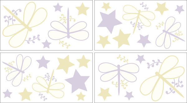 Sweet Jojo Designs Purple Dragonfly Dreams Collection Wall Decal ...