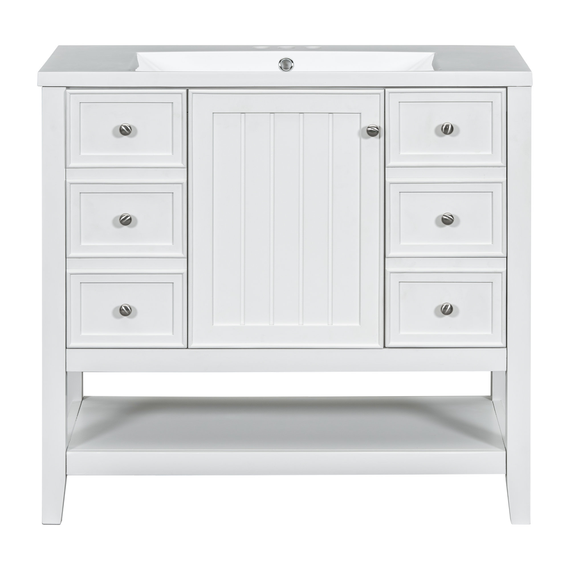 Winston Porter 36” Freestanding Vanity with Ceramic Sink, Over Flow ...