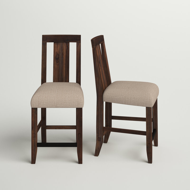 Canora Grey Kaicey Solid Wood Upholstered 24" Bar Stool & Reviews | Wayfair