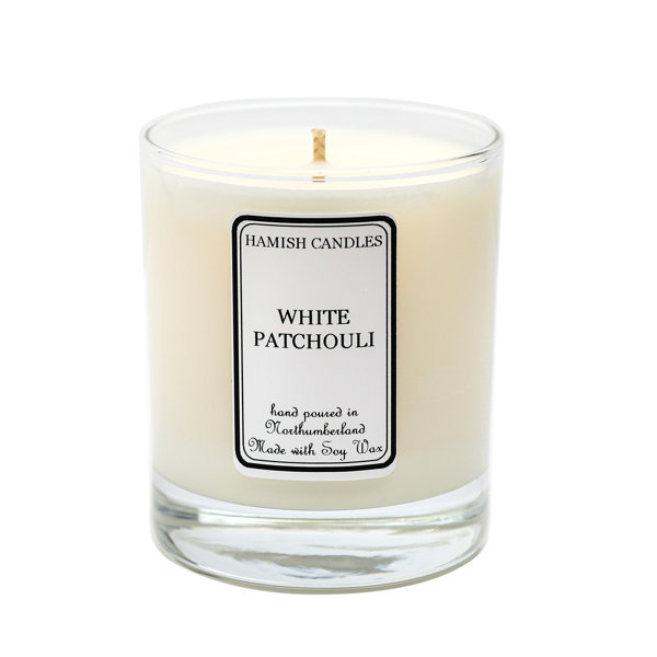 Hamish Candles White Patchouli Scented Jar Candle with Glass Holder ...