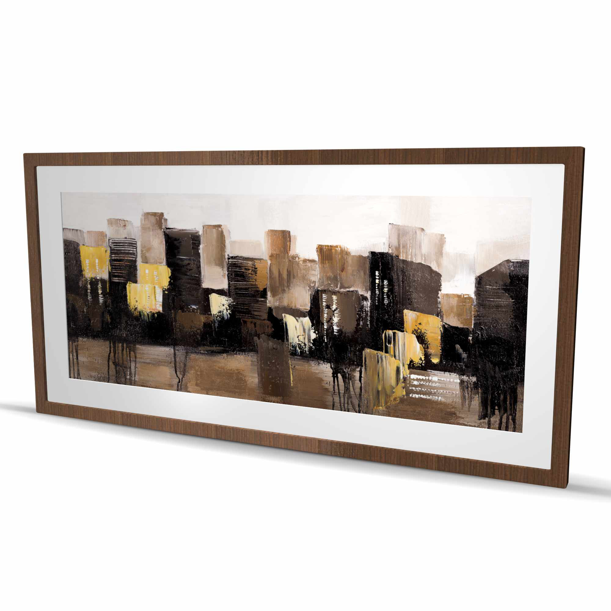 Lark Manor™ Earthy Tones Abstract Cityscape - Brown Framed Matted Print ...