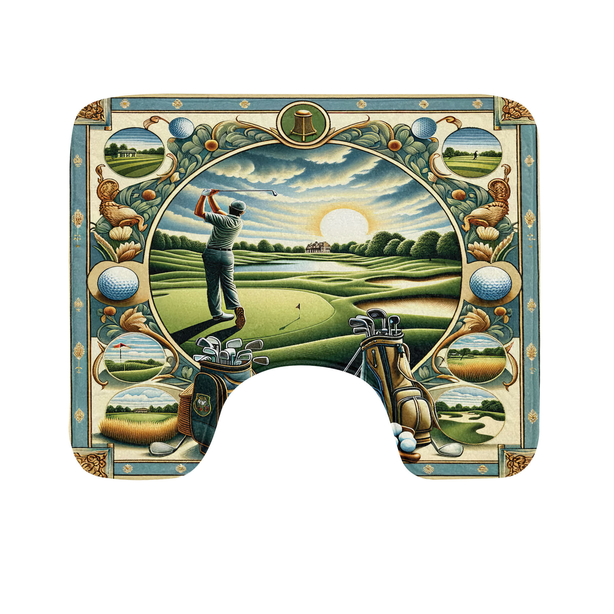 Ebern Designs Golf Themed Toilet Mat U-Shape Bathroom Rug 20" Fern ...