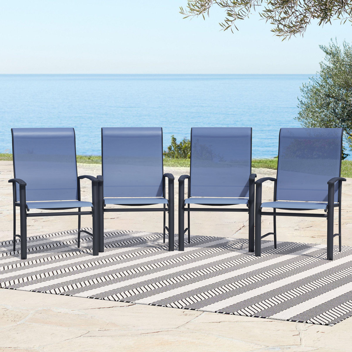 Winston Porter Outdoor Dining Chairs Set of 4, All-Weather Textilene ...