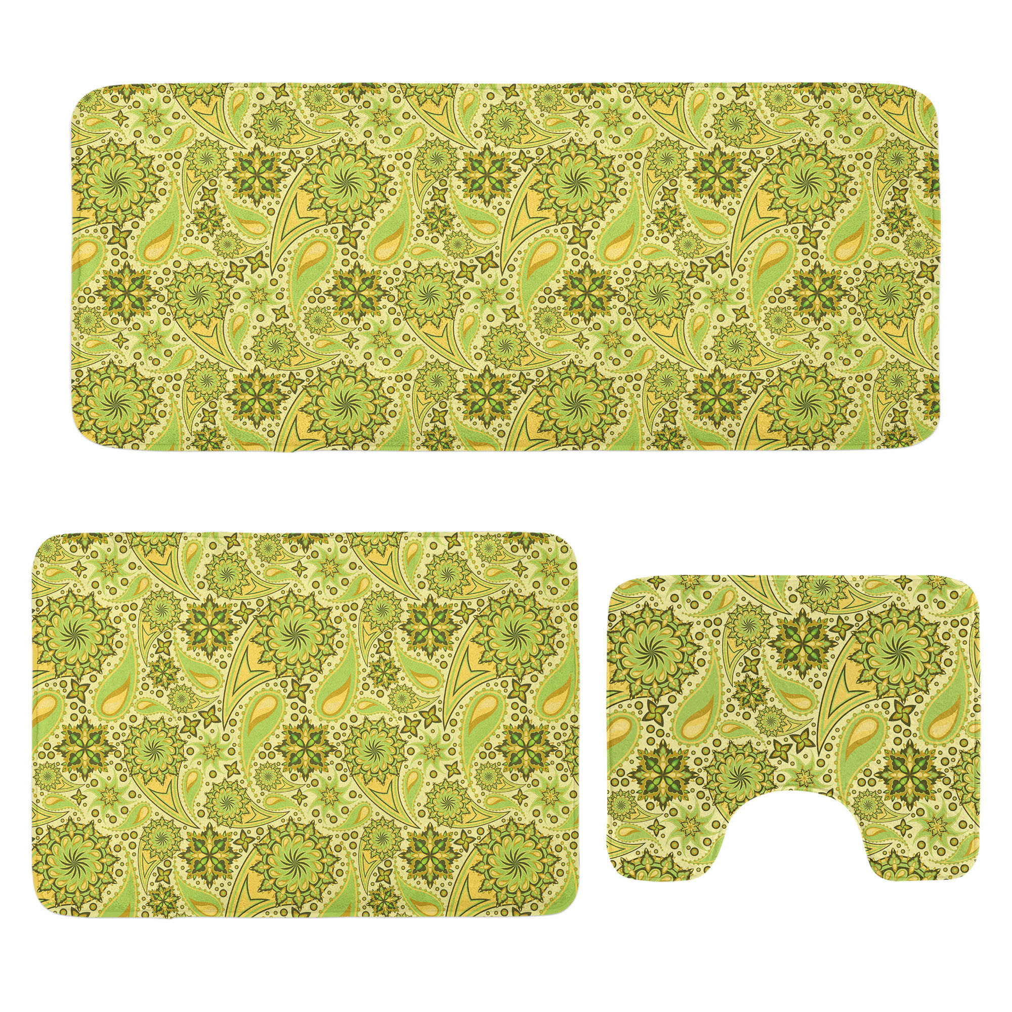 East Urban Home Ethnic Bathroom Rug Set 3 Pieces U-Shape & Rectangle ...