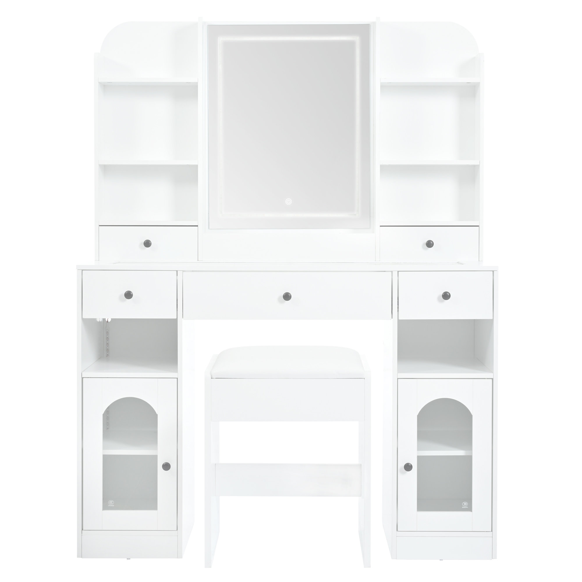 Corrigan Studio® Vanity Desk With Chsir, Makeup Vanity With Charging ...