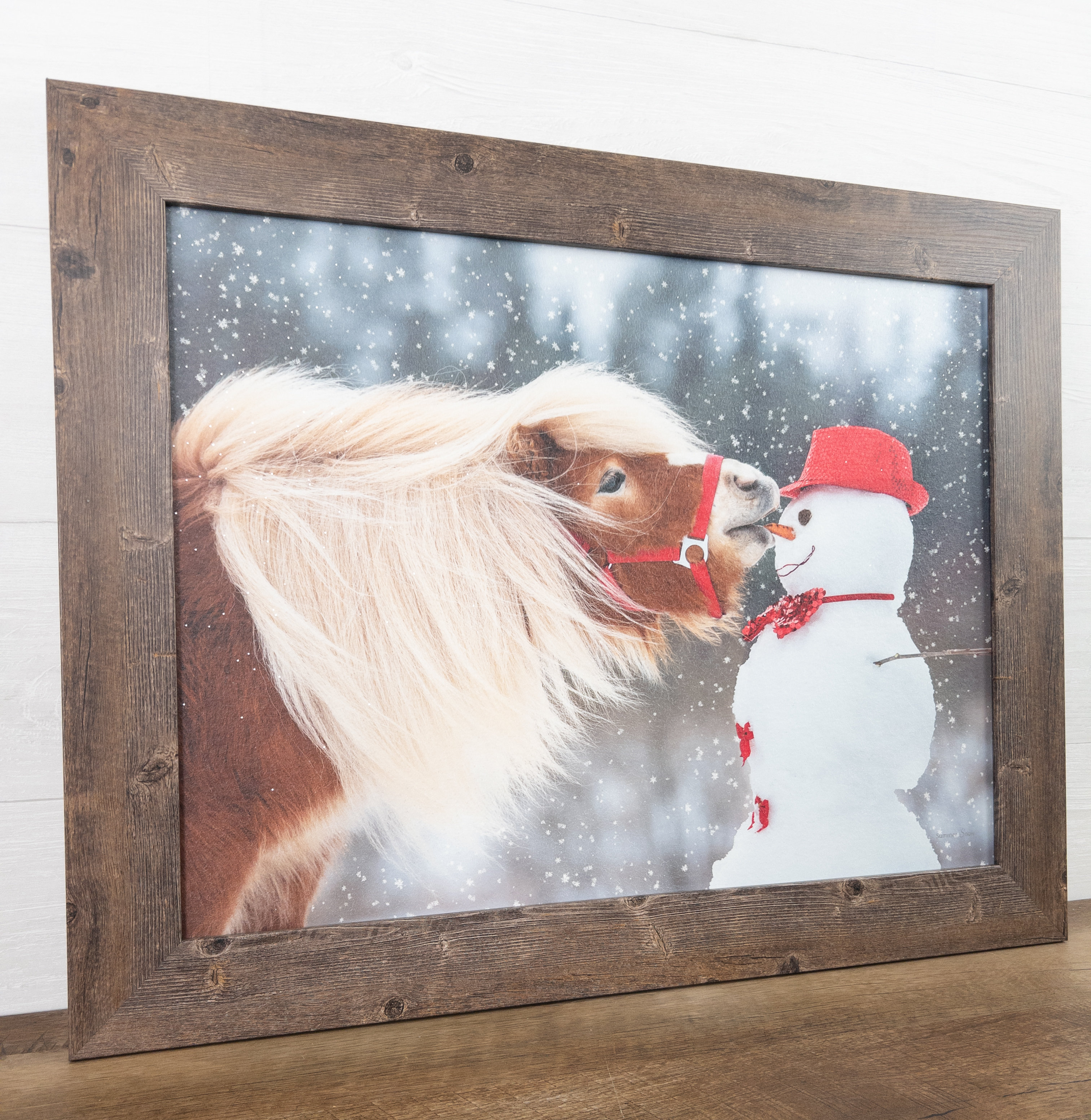 The Holiday Aisle® Can't Resist Snowman Horse Pony Cute - Print | Wayfair