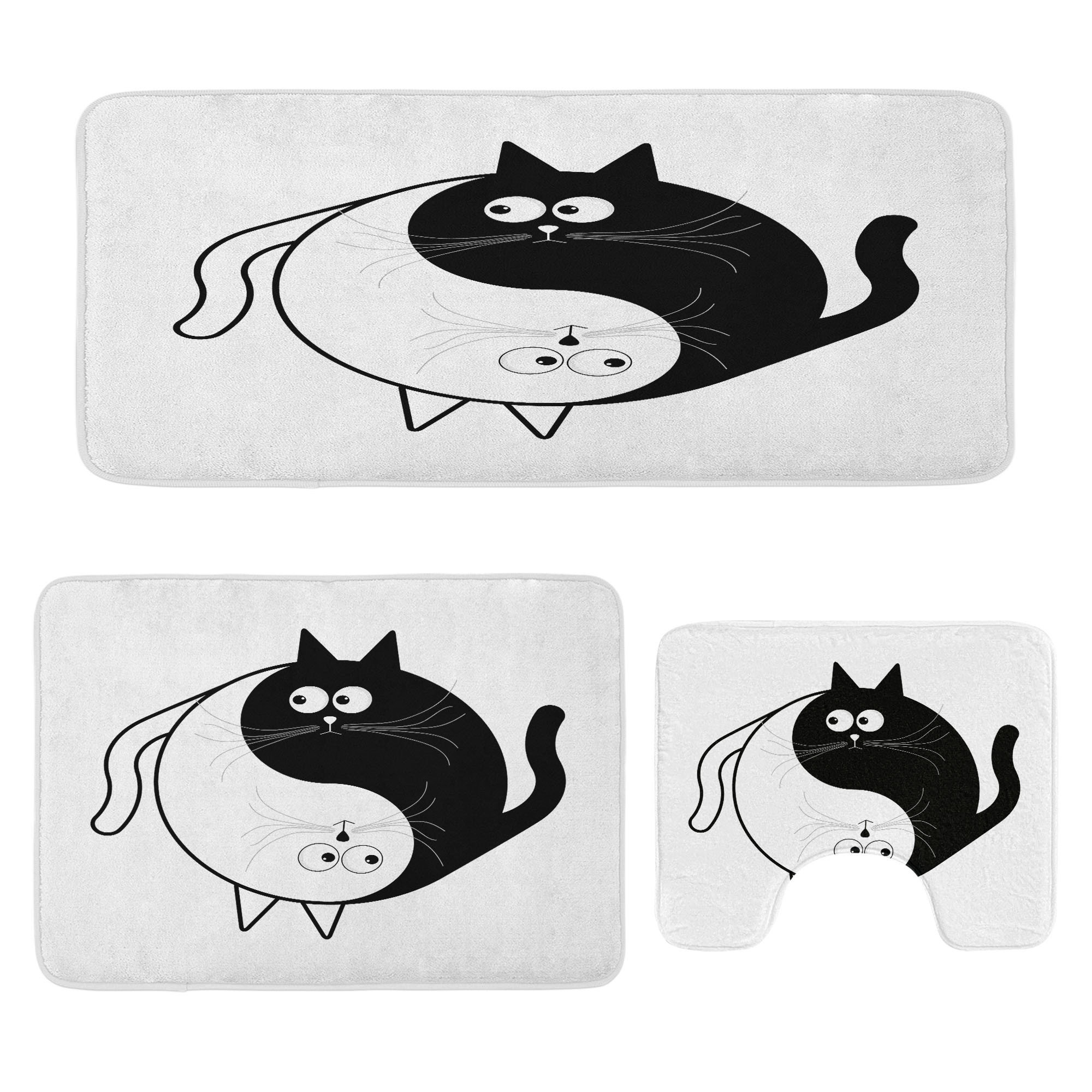 East Urban Home Cat Bathroom Rug Set 3 Pieces U-Shape & Rectangle Mats ...