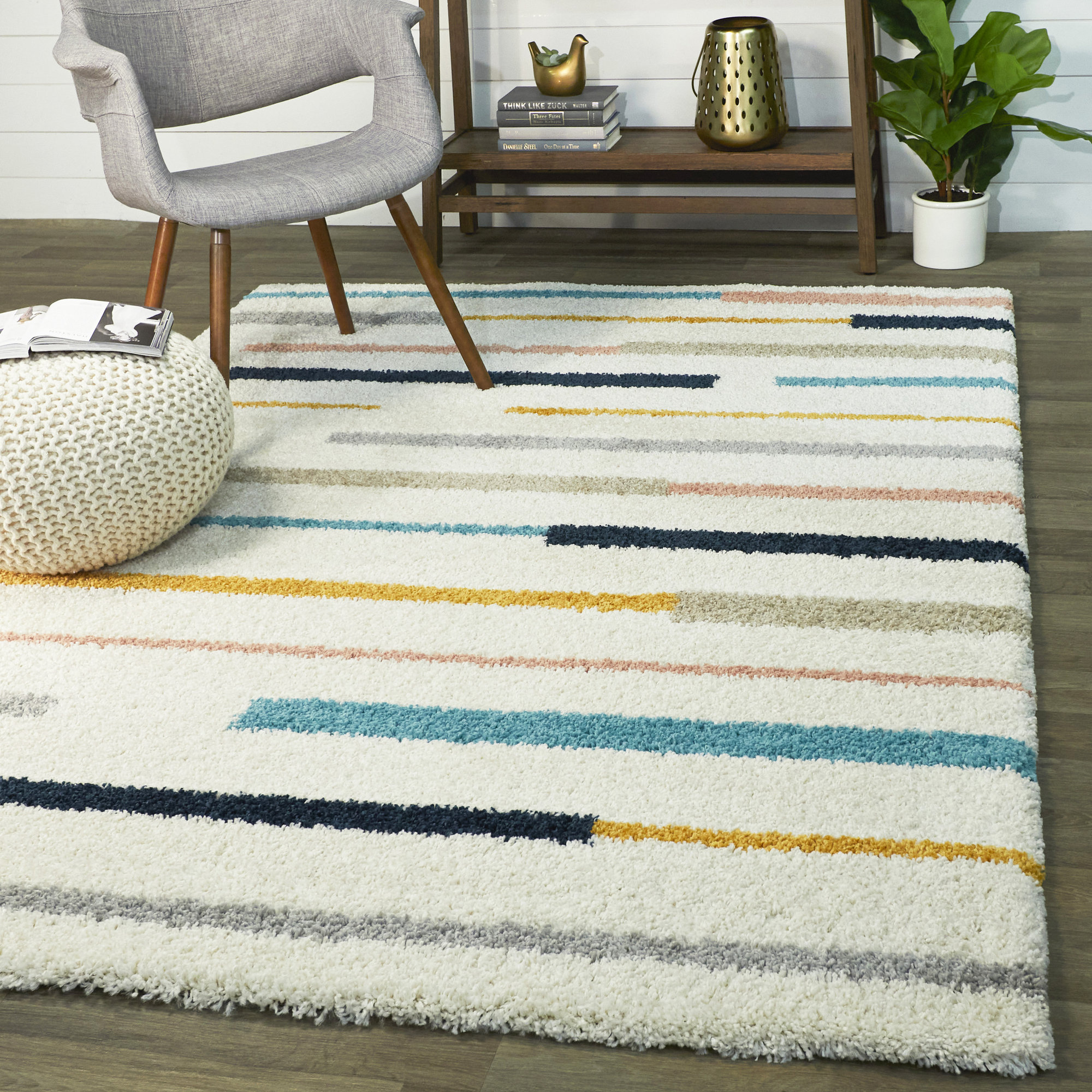 Latitude Run® Donaciana Striped Cream Area Rug | Wayfair