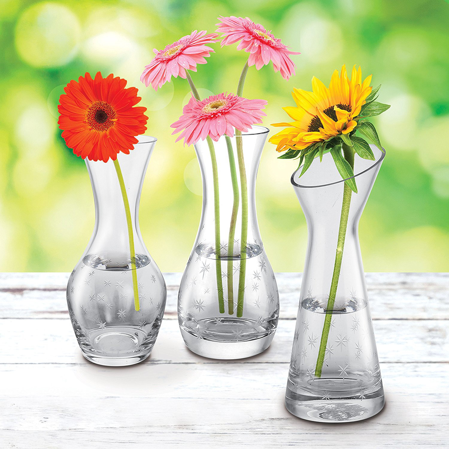Winston Porter Freeland 3 Distinct Star Glass Bud 3 Piece Table Vase ...