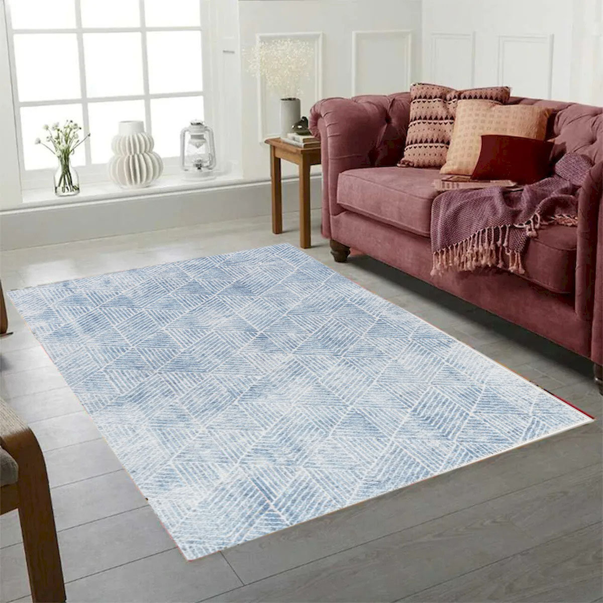 Ebern Designs Aura Blue White Area Rug | Wayfair