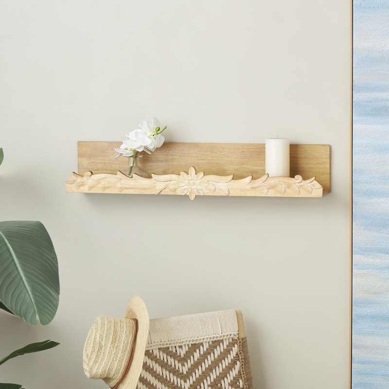 Ophelia & Co. Cole Floral Wall Shelf With Carved Scroll Lip | Wayfair