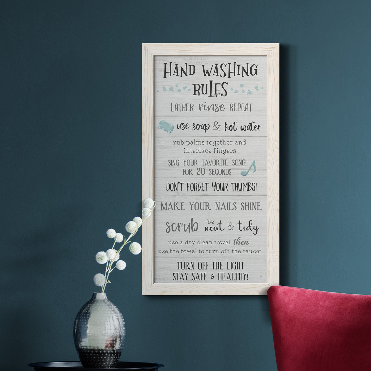 Wexford Home Hand Washing Rules-Premium Framed Canvas - Ready To Hang ...