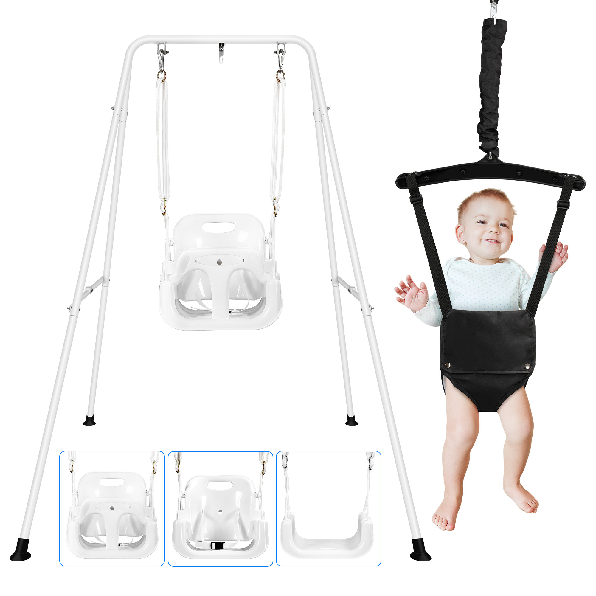 Decofy 4 in 1 Toddler Swing & Jumper Set, Baby Kids Bouncer for Outdoor ...