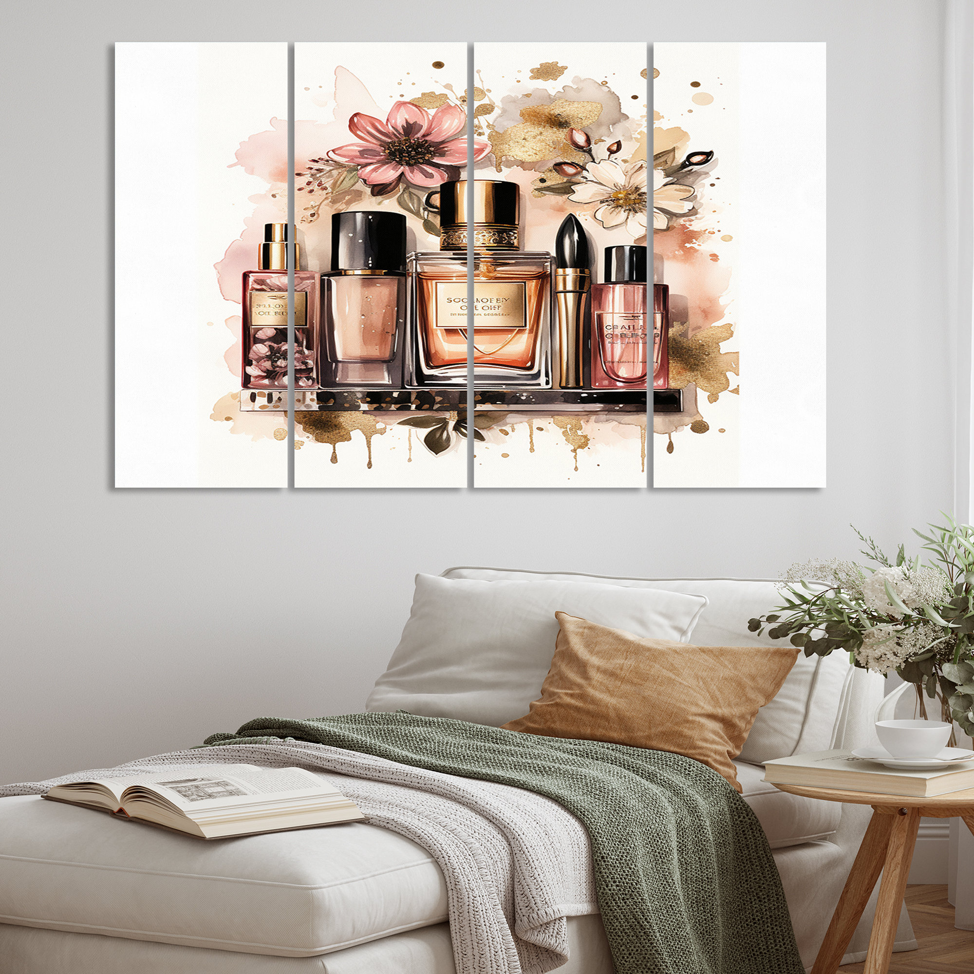 Design Art Pink & Gold Cosmetics Boho Chic Beauty Make-Up I ...