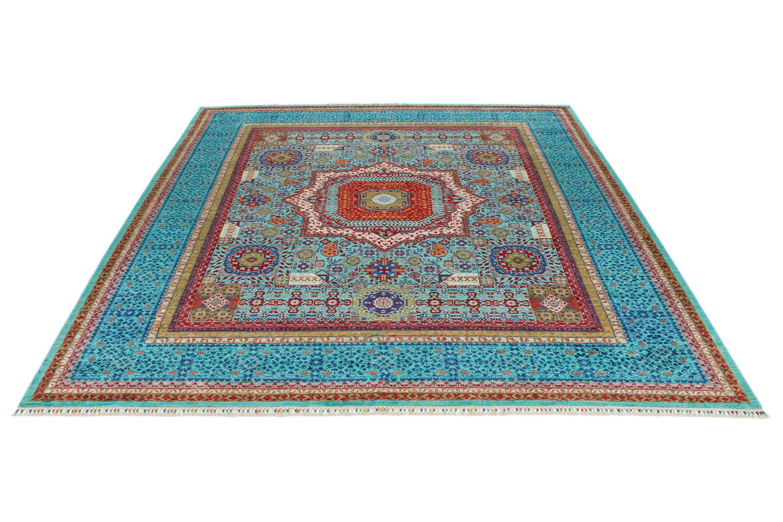 Home and Rugs 8x10 Light Blue and Turquoise Turkish Tribal Rug | Wayfair