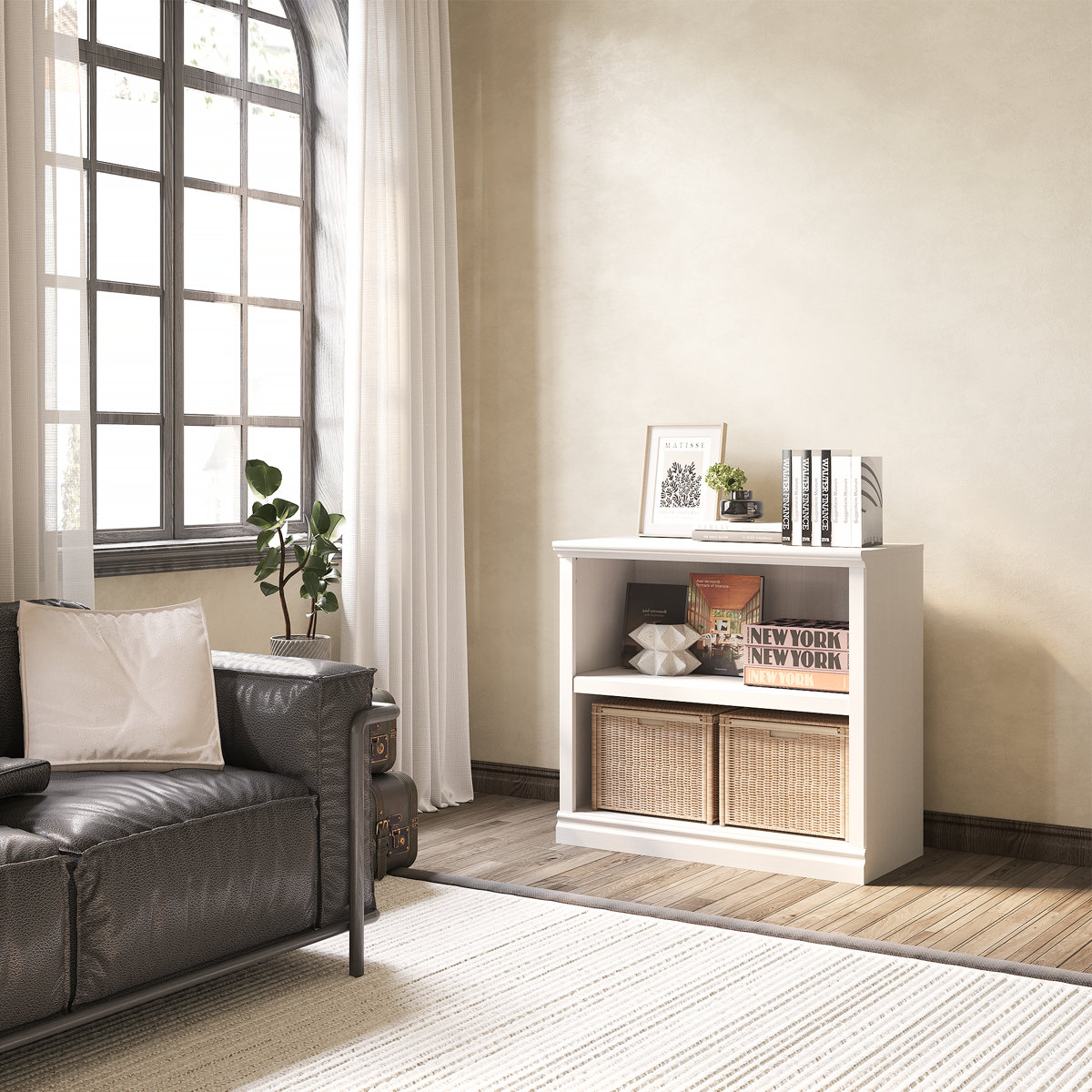 Ebern Designs 2 Tiers 30" Bookcase, Home Office Storage Floor Standing ...