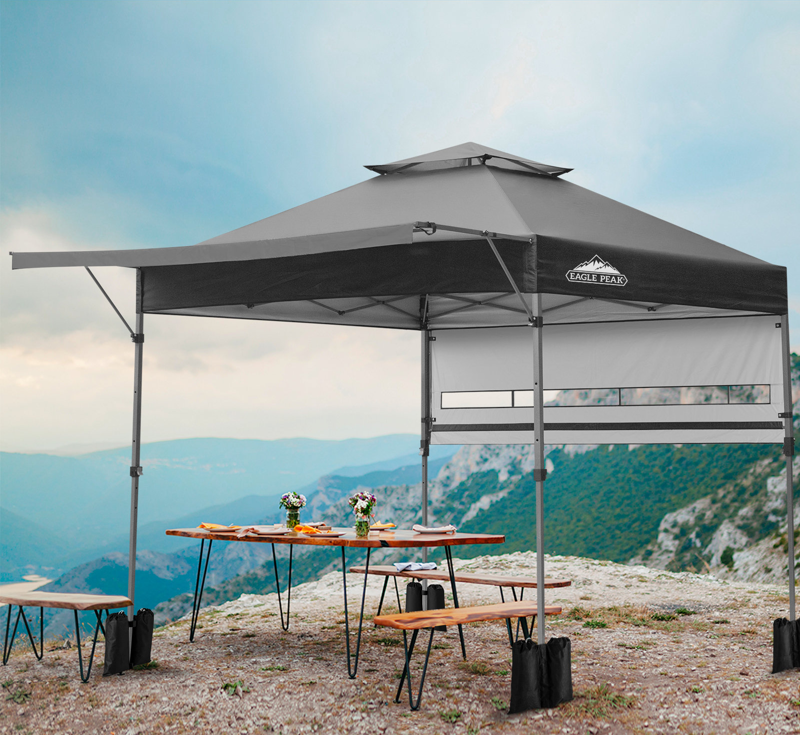 EAGLE PEAK Pop Up Canopies 17 Ft. W x 10 Ft. D Metal Patio Gazebo | Wayfair