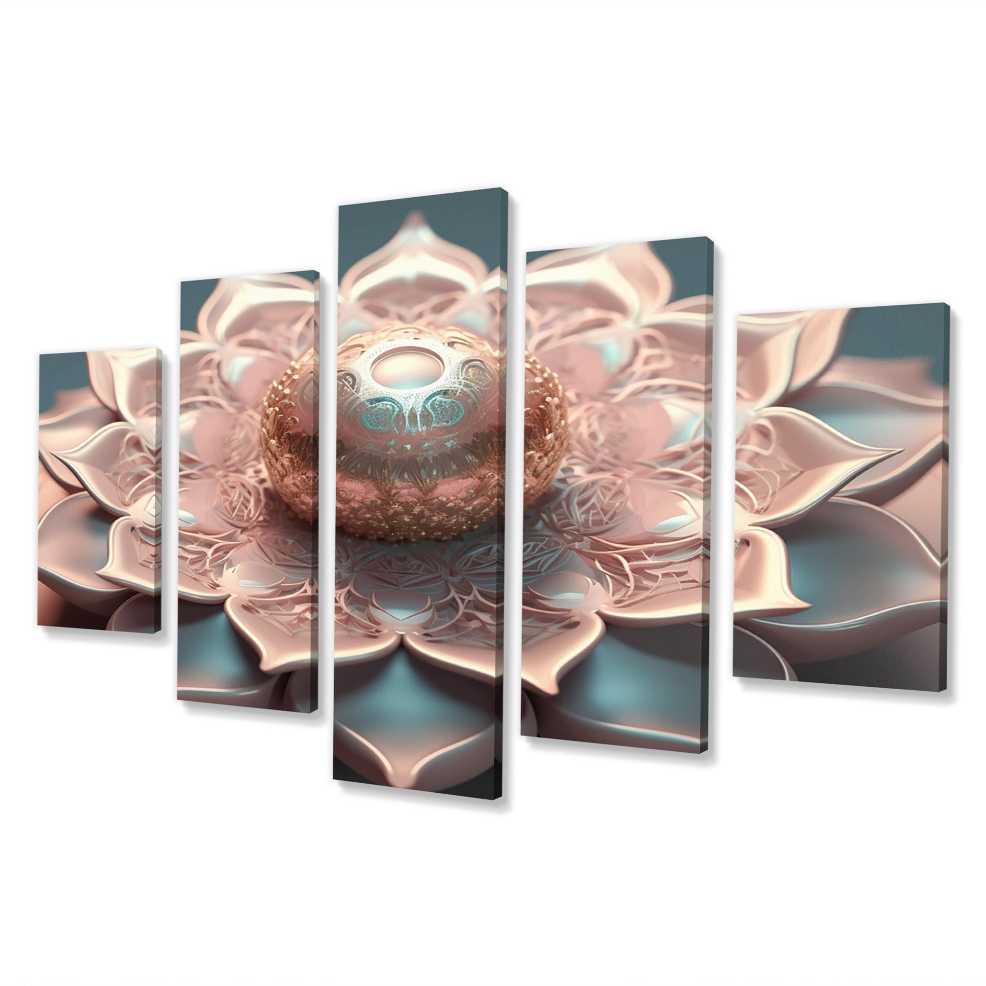 DesignArt Exquisite Pink Lotus Mandala - Boho Mandala Canvas Print - 5 ...