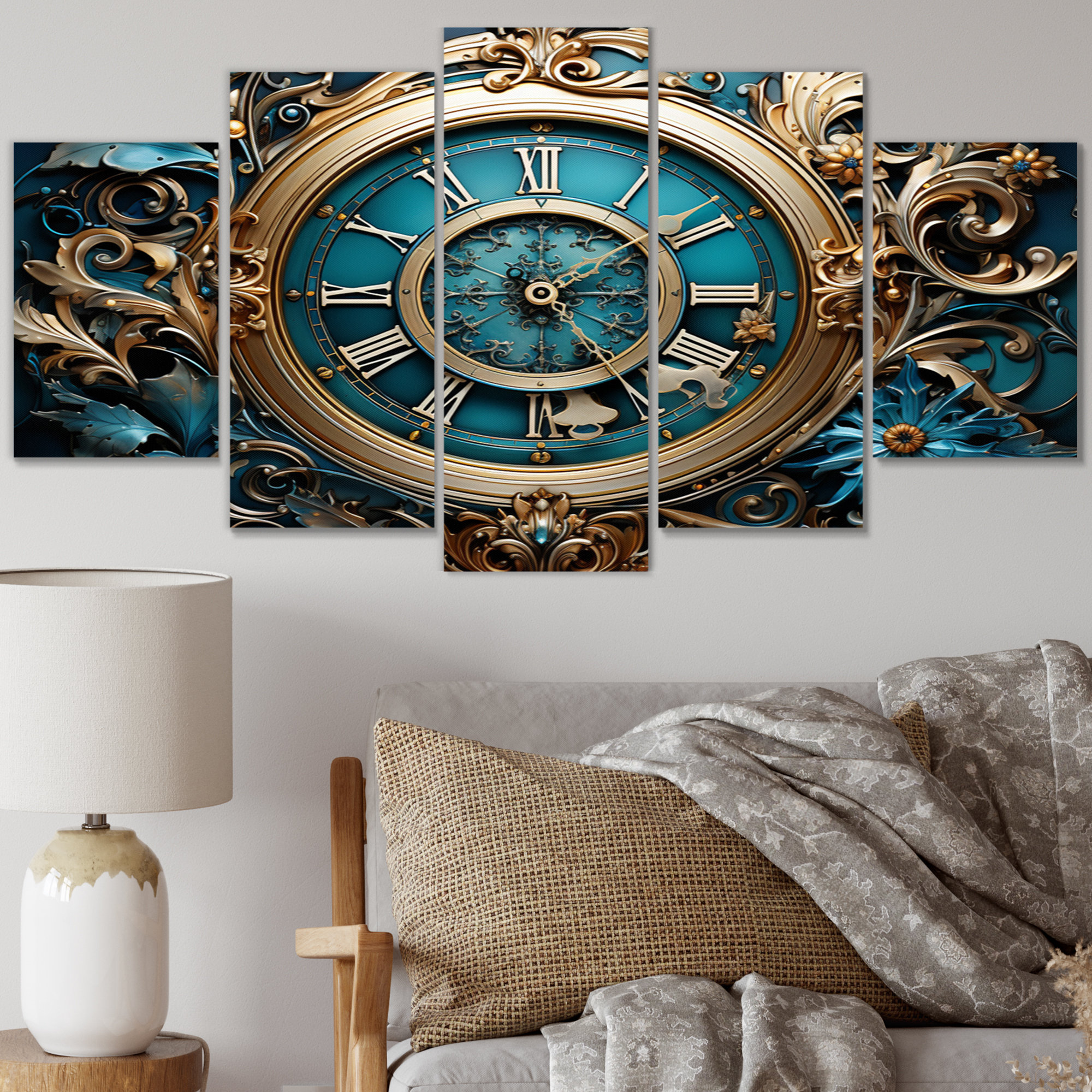 Design Art Clock Industrial Elegance II - Fashion Metal Wall Decor Set ...