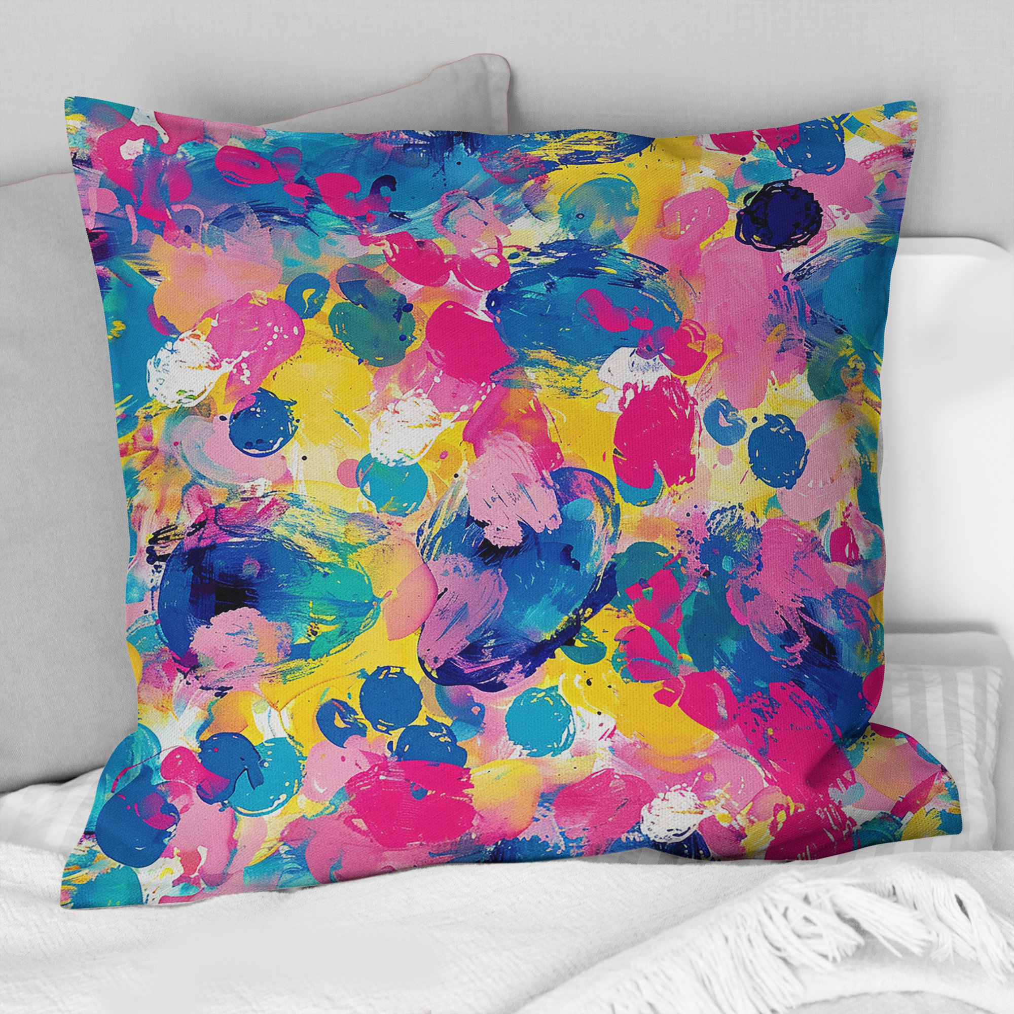 Design Art Pink Blue Abstract Circus Explosion II - Abstract Pillow ...