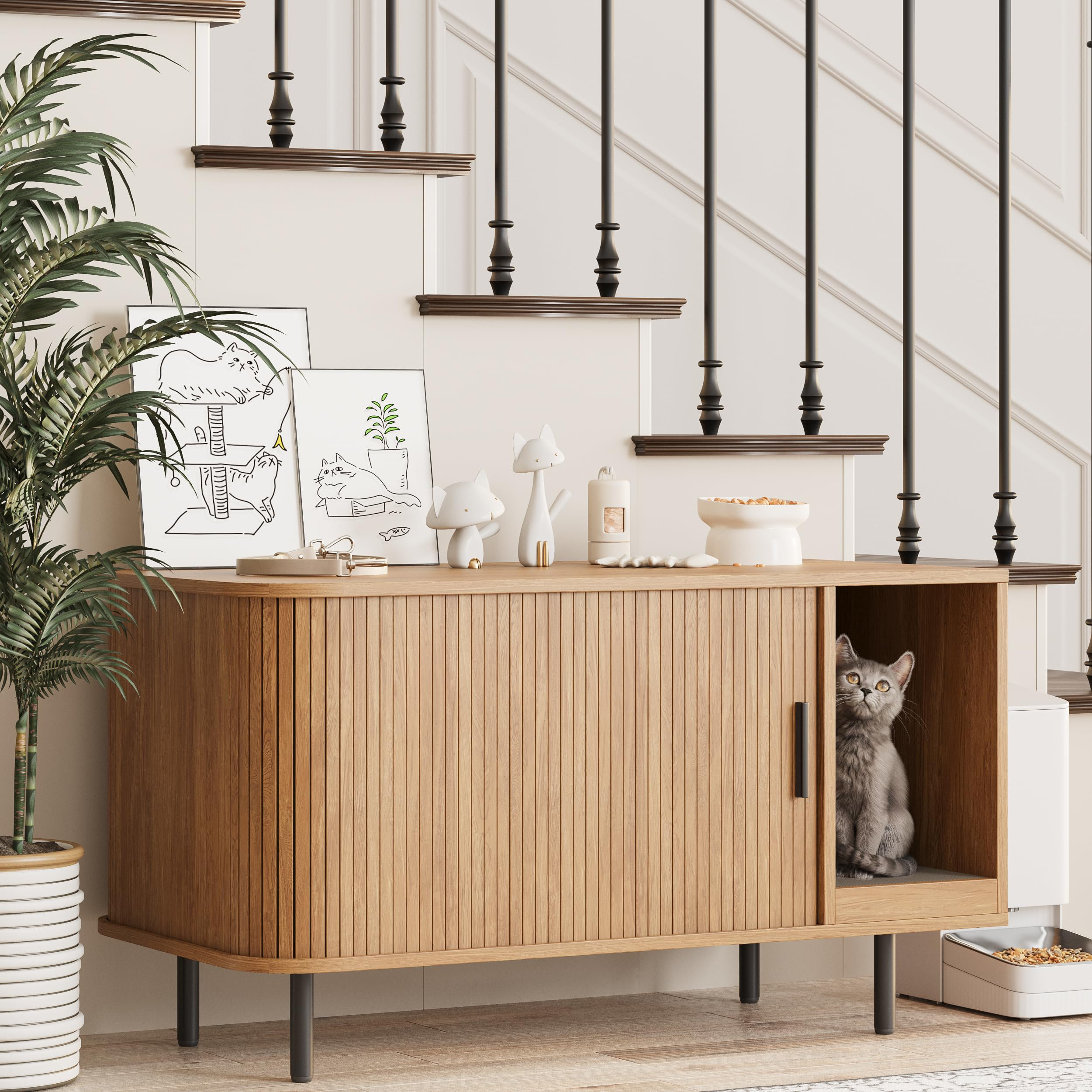 Tucker Murphy Pet™ Cat Litter Box Enclosure With Cat Scratch Pad ...