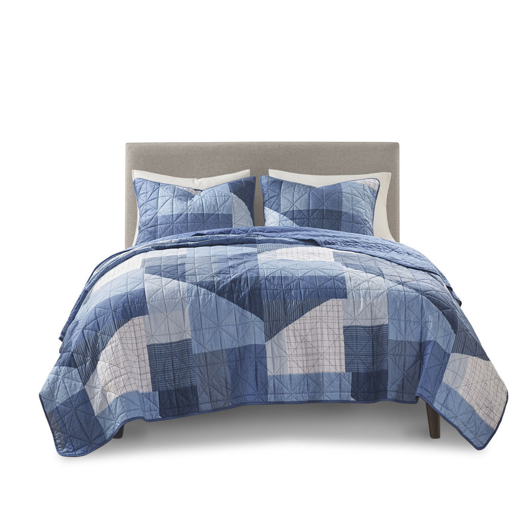 Gracie Mills Tamsyn Contemporary Patchwork Printed Reversible Quilt Set ...