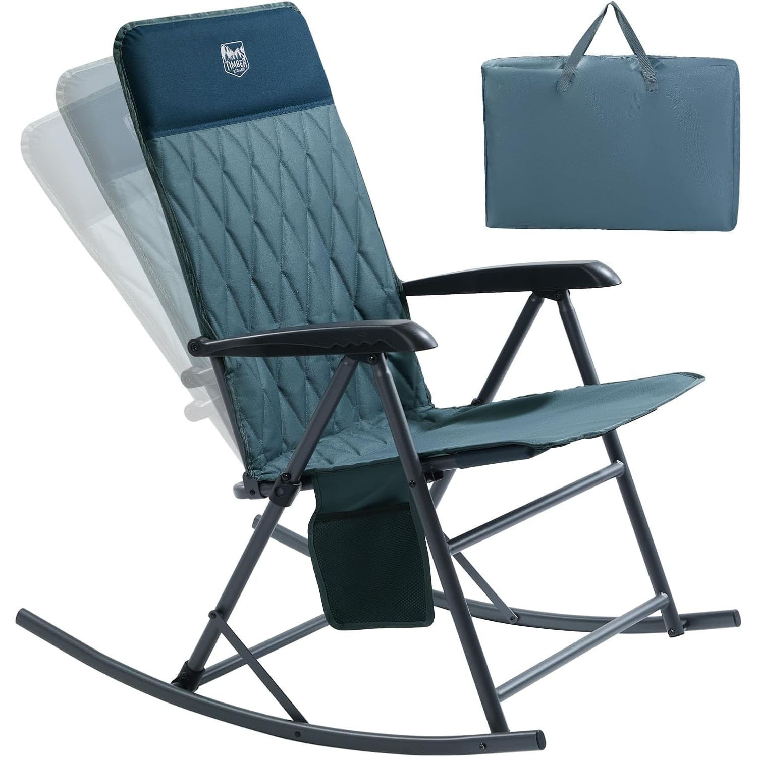 URBAN NATURAL HOME Adjustable Rocking Camping Chair, Padded High Back ...