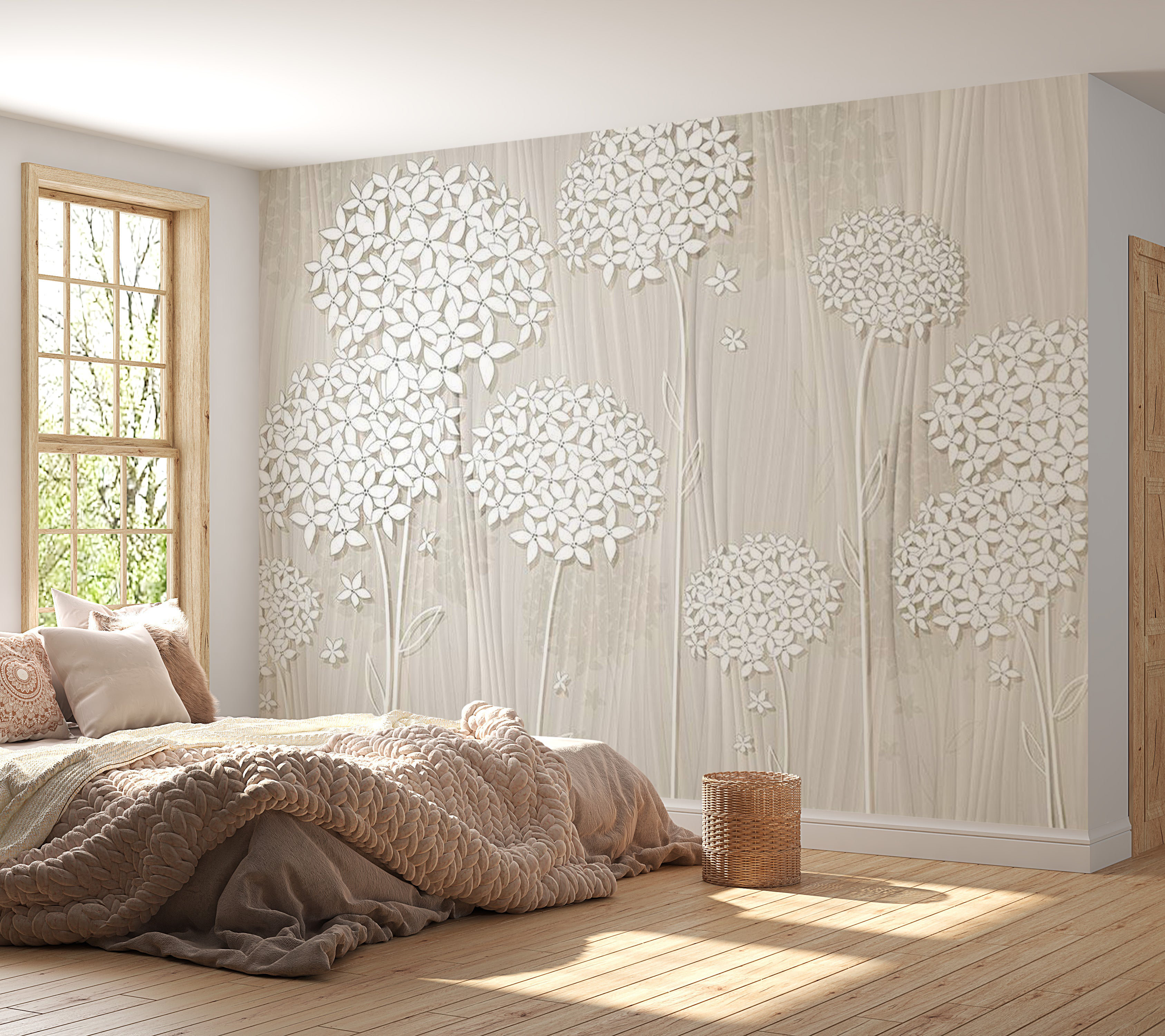 Wildon Home® Peel & Stick Floral Wall Mural - Creamy Daintiness ...