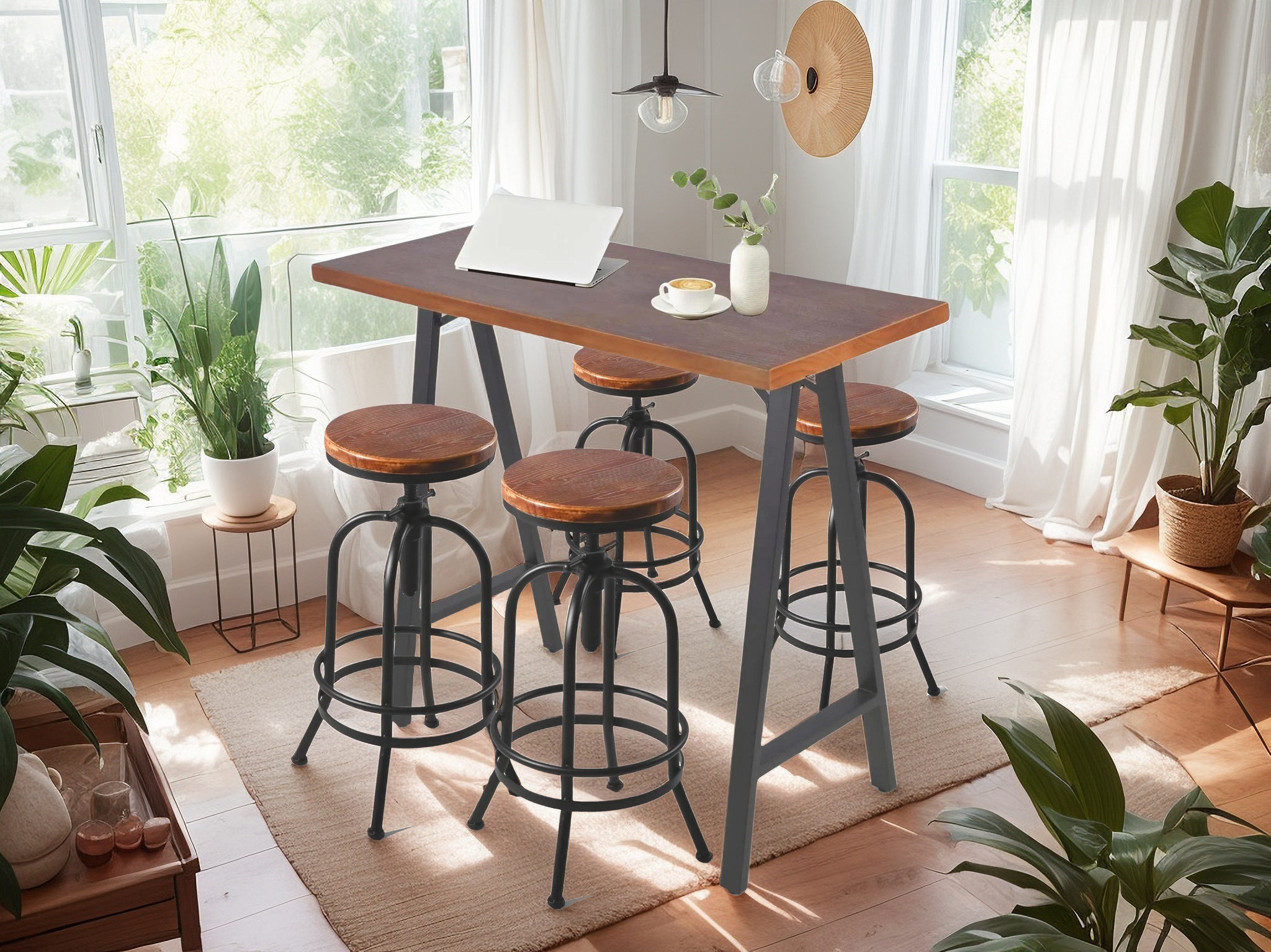 Trent Austin Design® Set Of 5, Table & Chairs Set, Space-Saving ...