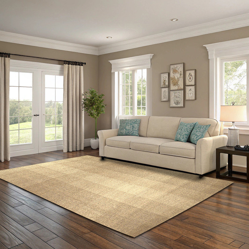 Hokku Designs Neutral Grid Hand Tufted Wool Bedroom Carpet, Soft and ...