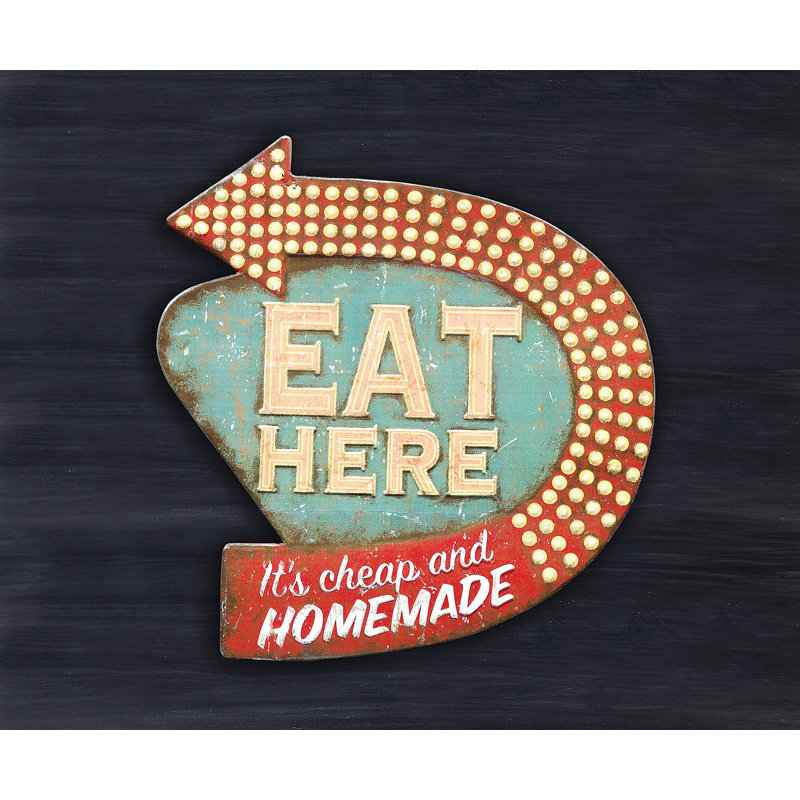 George Oliver Metal "Eat Here" Retro Wall Decor & Reviews | Wayfair