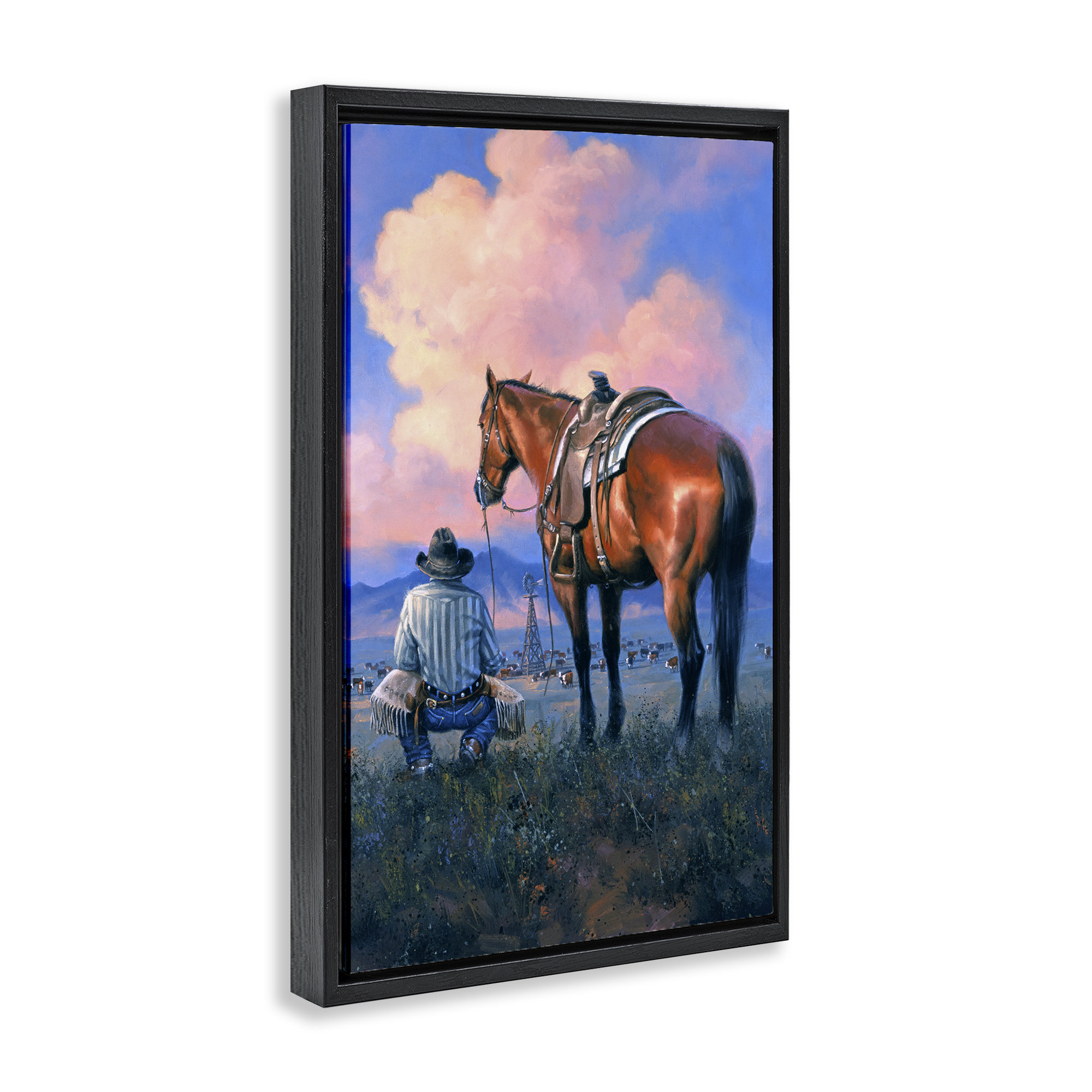 Union Rustic Counting Blessing Western Cowboy Gold Framed Floater ...