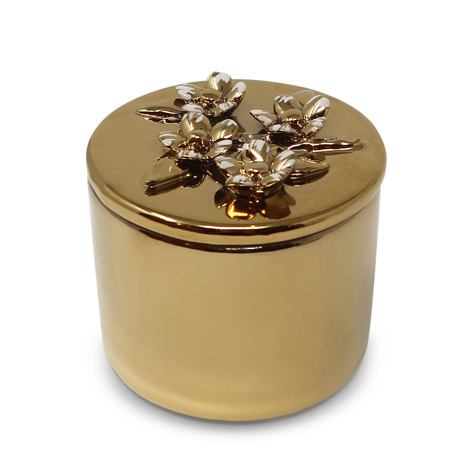 Mercer41 Round Gold Decorative Box With Flower Design Lid - Wayfair Canada