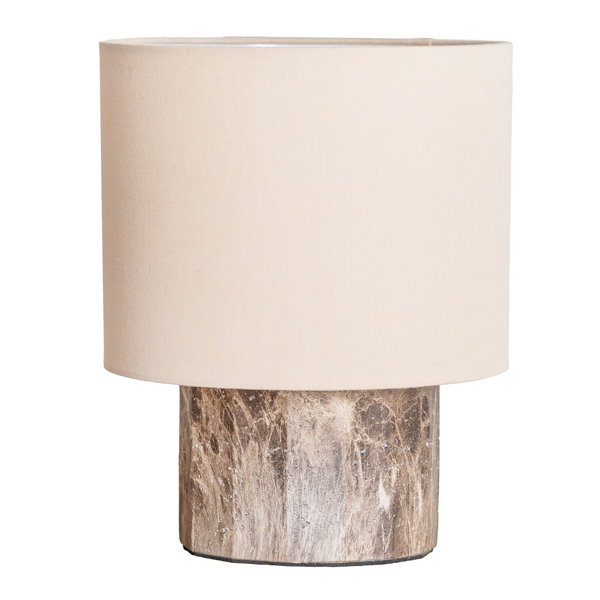 Metro Lane Melanie Dark Marble Effect Table Lamp with Natural Linen ...