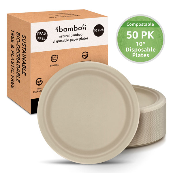 Ibambo Disposable Bamboo Dinner Plate - Wayfair Canada