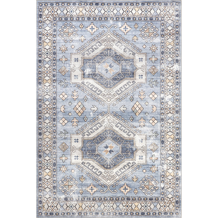 Bungalow Rose Mae SpinClean Tribal Motif Machine Washable Area Rug ...