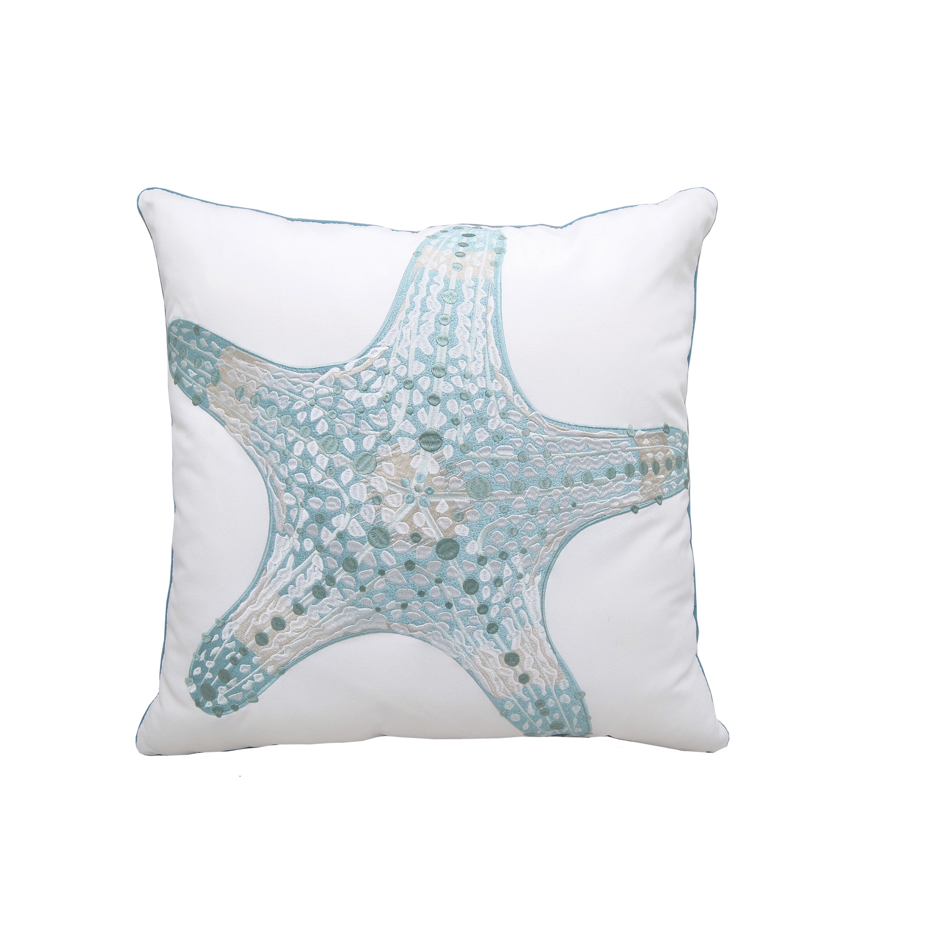 Rightside Design Blue Starfish Embroidered Indoor / Outdoor Olefin ...