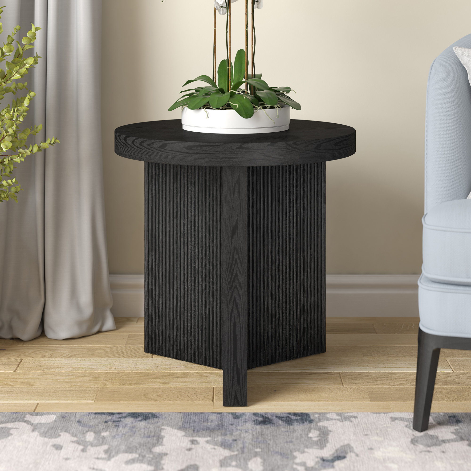 Ebern Designs Holm 22" Wide Round Side Table in Alder White & Reviews ...