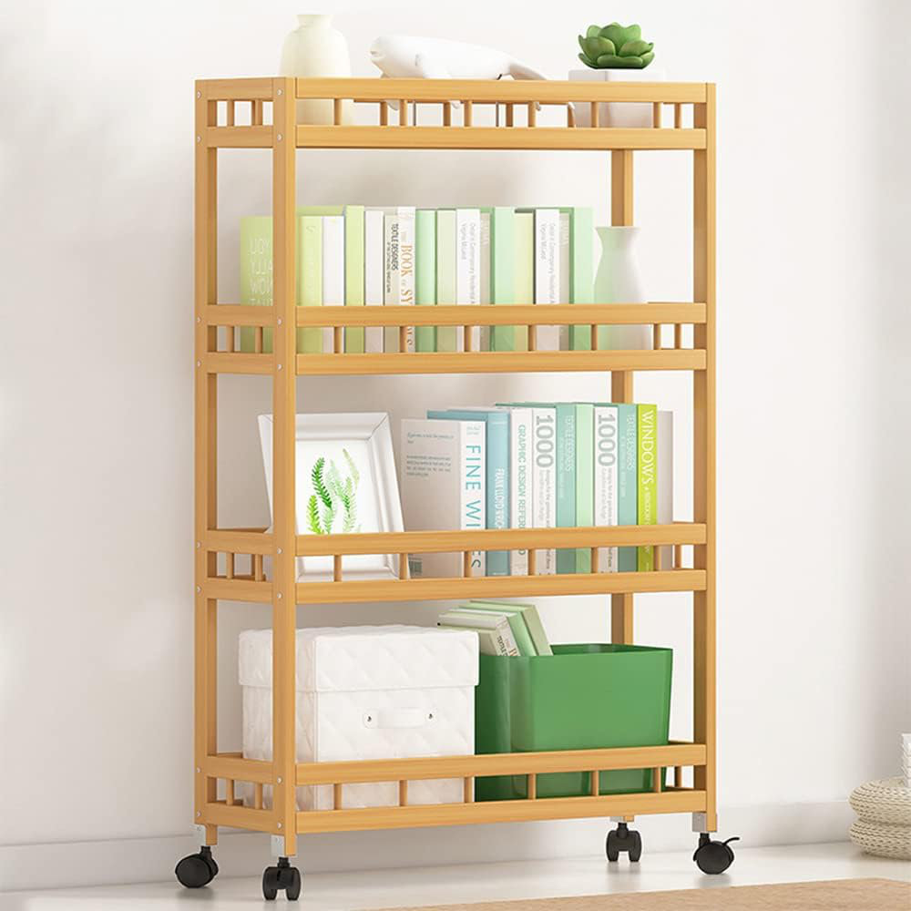 Elaine Mercure 4-Tier Bamboo Kitchen Rolling Cart Removable Wood ...