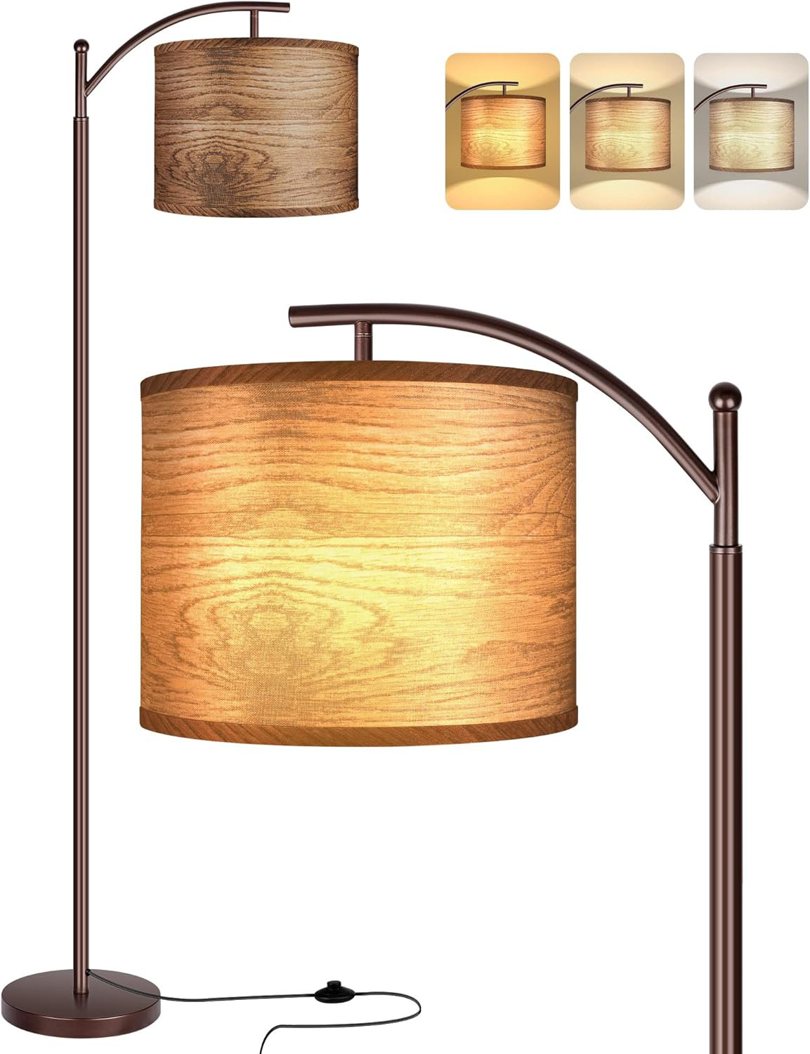 Mercer41 Floor Lamp For Living Room With 3 Color Temperatures LED Bulb ...
