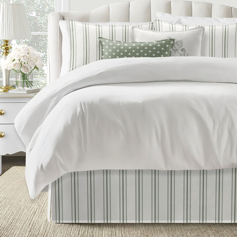 6ix Tailors Fine Linens August Stripe Cotton Tailored Bed Skirt | Wayfair
