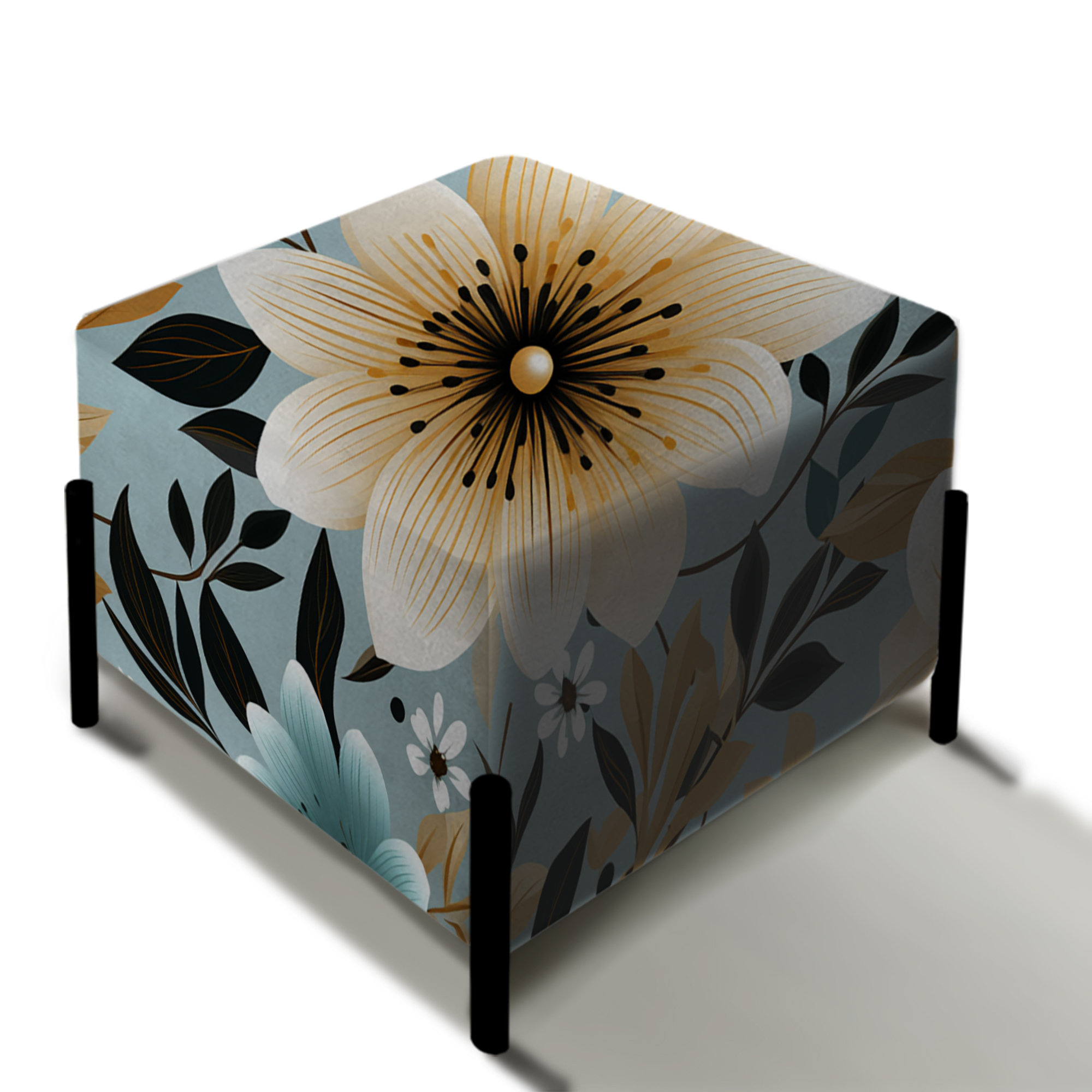 Design Art Ivory Coastal Elegance Floral Pattern - Floral Square ...