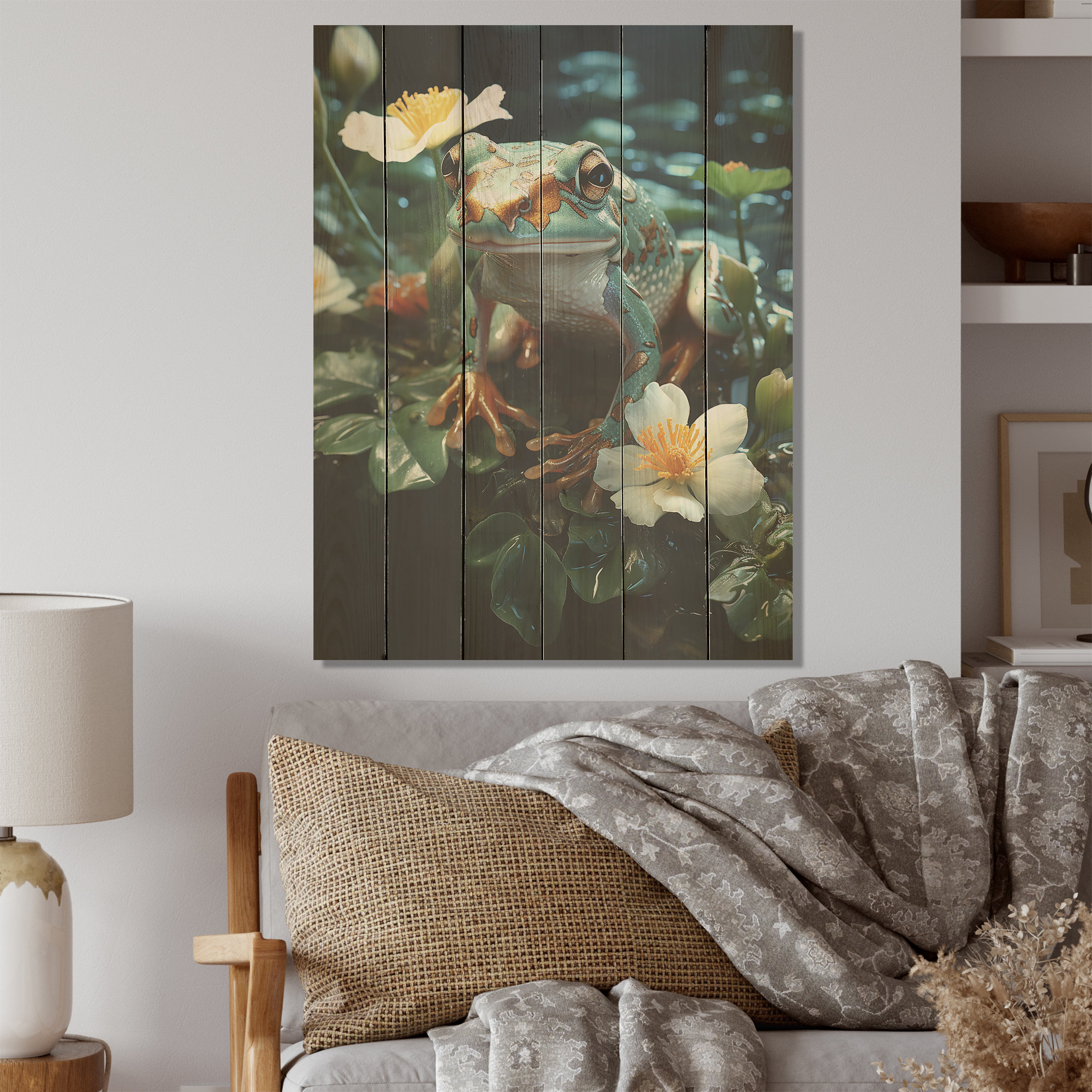 Lark Manor Green Frog On Glass Effect I - Frogs & Toads Wood Wall Art ...