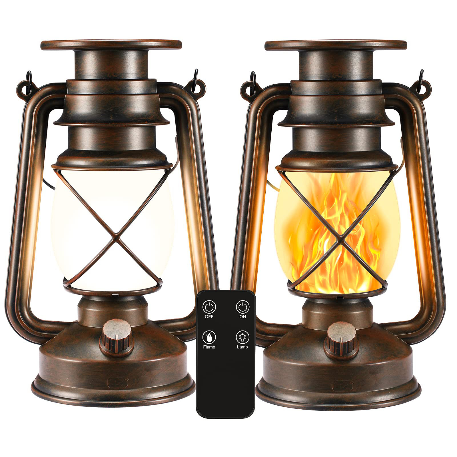 COAHAHA Solar Vintage Lantern - Led With Flickering Flame & Remote ...