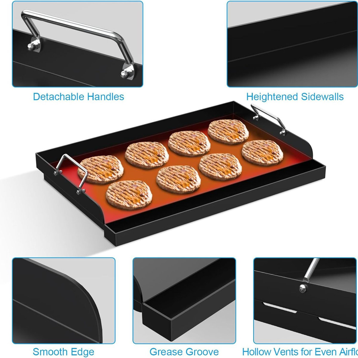 DERIFLY Universal Cooking Griddle Insert,Pre-Seasoned Nonstick Coating ...