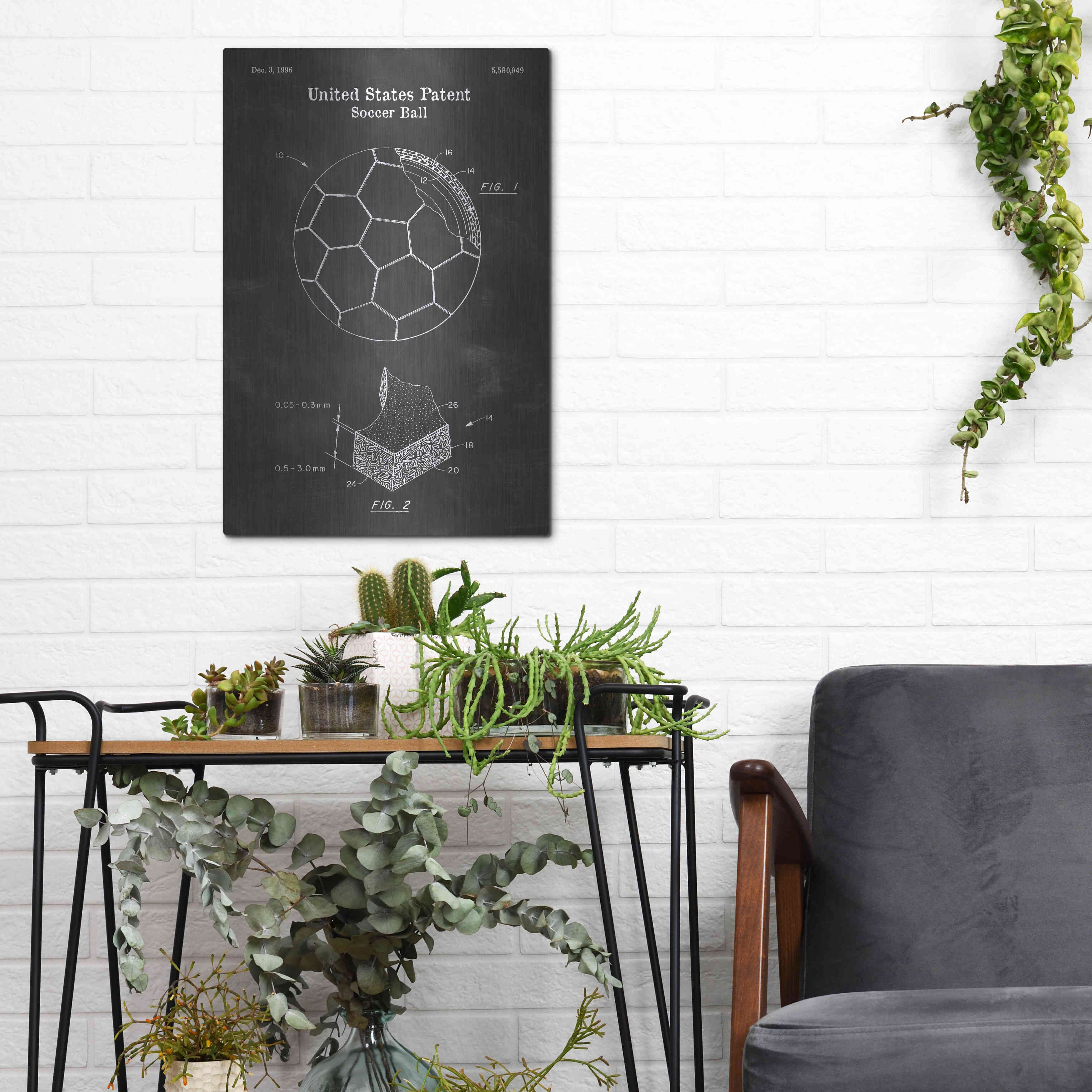 17 Stories 'Soccer Ball Blueprint Patent Chalkboard' Metal Wall Art ...