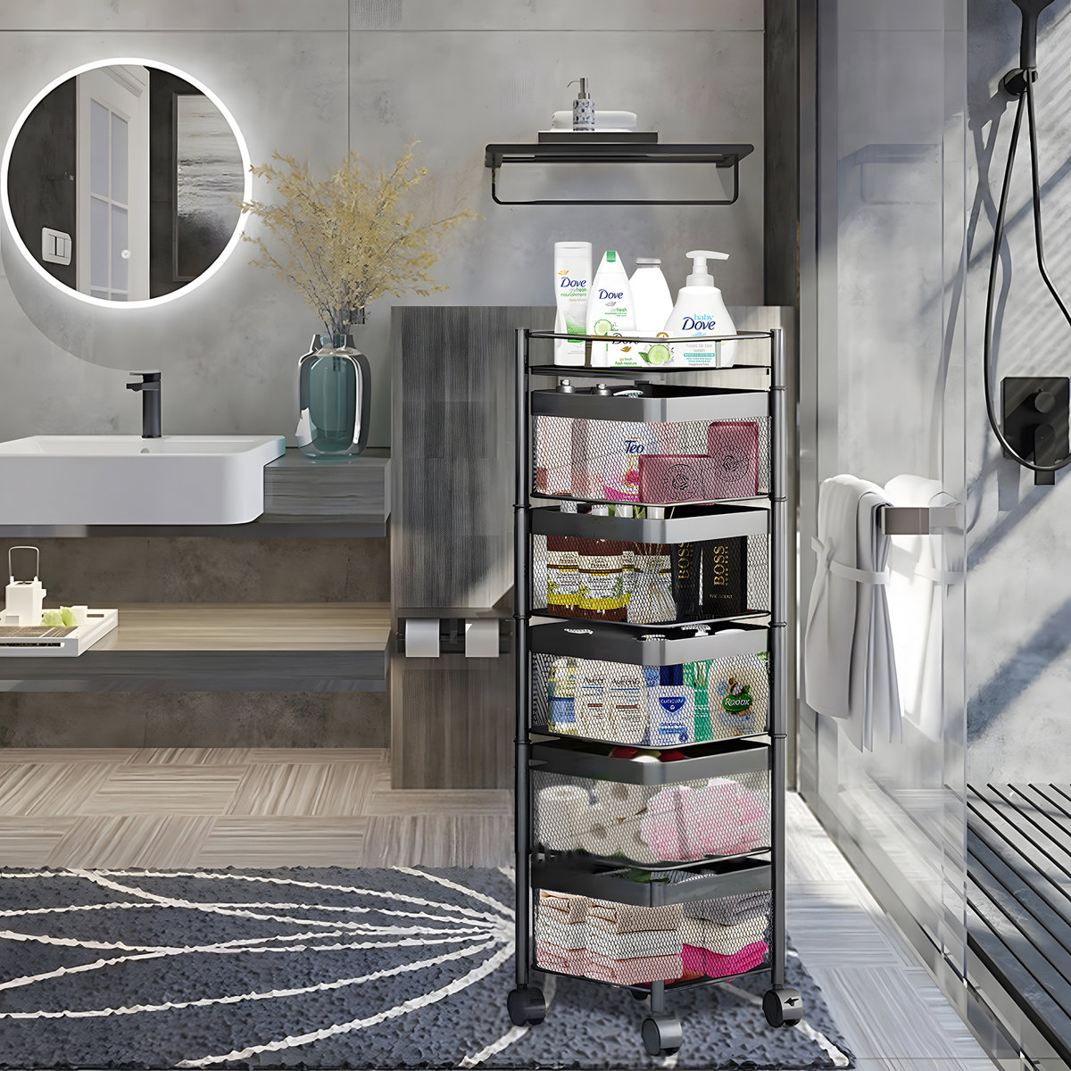 Three Star Im/Ex Inc. 360 Degree Rotating Storage Rack Kitchen Cart ...