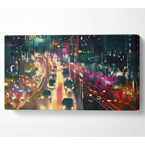 Ivy Bronx Busy Night Traffic Lights Watercolour - Wrapped Canvas Art ...