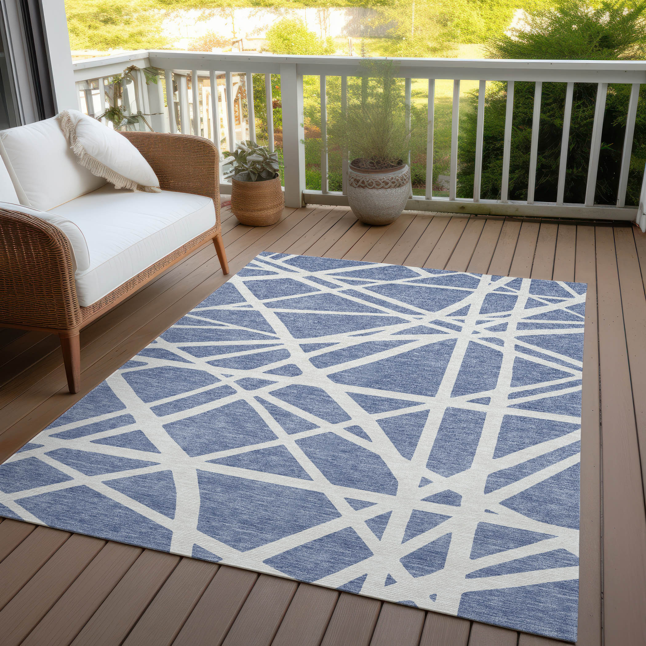 Wade Logan® Machine Washable Indoor/Outdoor Chayden ACN1040 Denim Rug ...